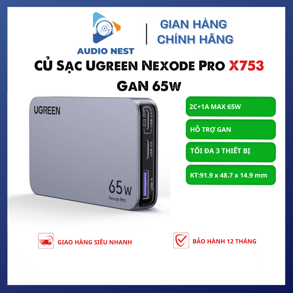Củ Sạc Ugreen Nexode GaN Pro 65w X753 Chân Gập Chính Hãng - Bảo Hành 12 Tháng | Shopee Việt Nam