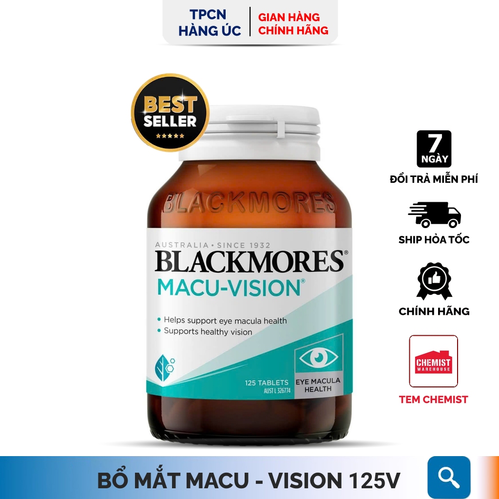 Viên uống bổ mắt Macu-Vision Blackmores của Úc tăng cường thị lực, giảm ...