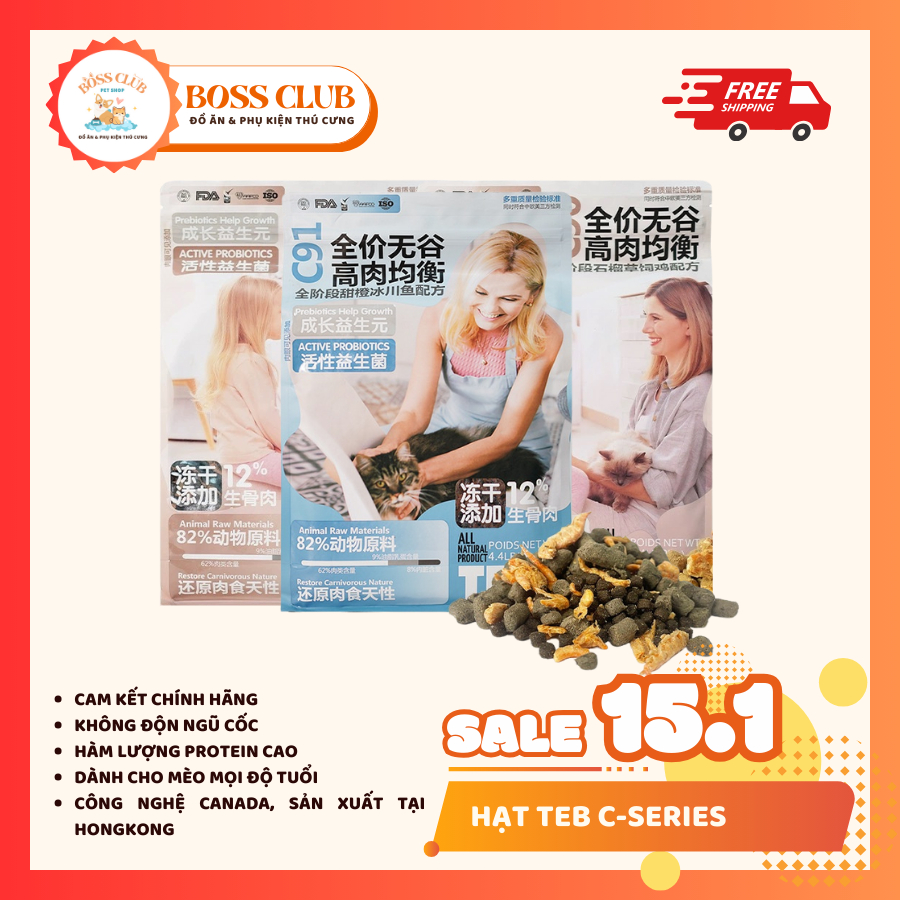 [FREESHIP] HẠT TEB C-SERIES DINH DƯỠNG KHÔNG ĐỘN NGŨ CỐC CHO MÈO 1KG ...