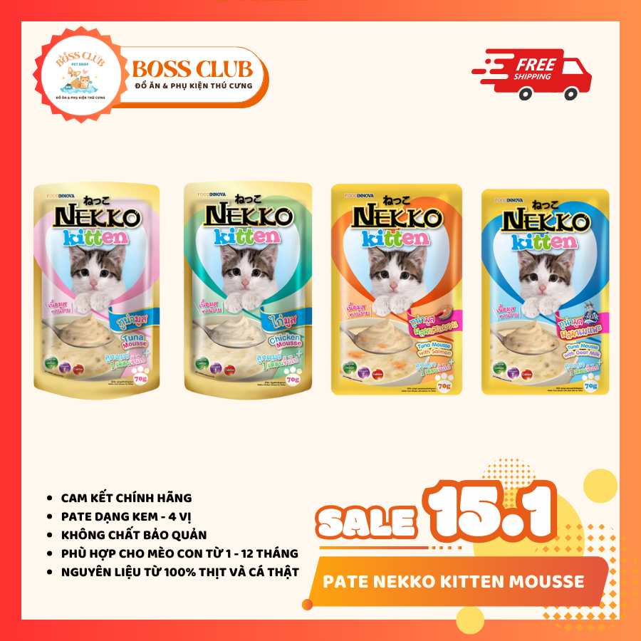 [FREESHIP] PATE NEKKO KITTEN MOUSSE DẠNG KEM CHO MÈO CON GÓI 70G - BOSS ...