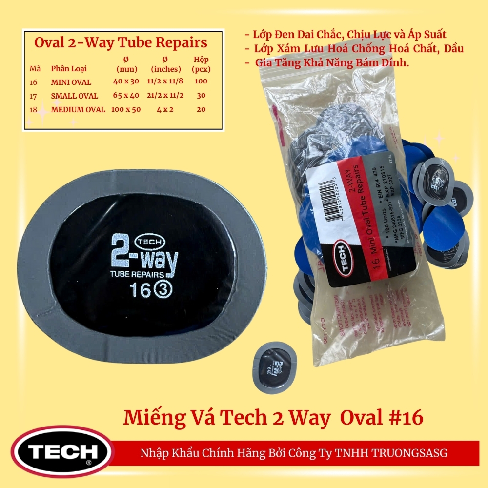 Túi 100 Miếng Vá TECH 2 WAY Oval 40 x 30mm, Nhập Khẩu Chính Hãng ...