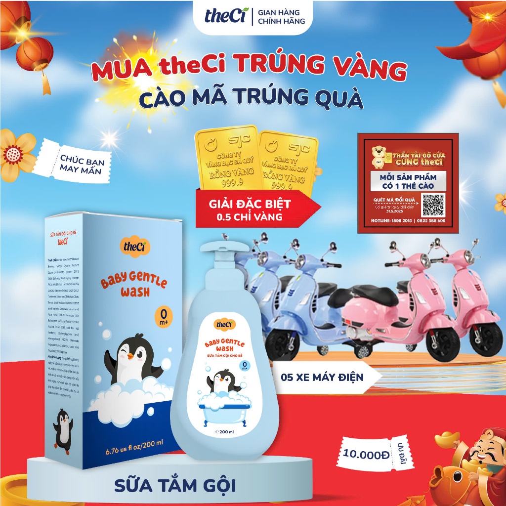 Sữa Tắm Gội theCi Cho Bé Baby Gentle Wash 0M+ An Toàn Cho Trẻ Sơ Sinh & Em Bé 200ml - TCCH ...