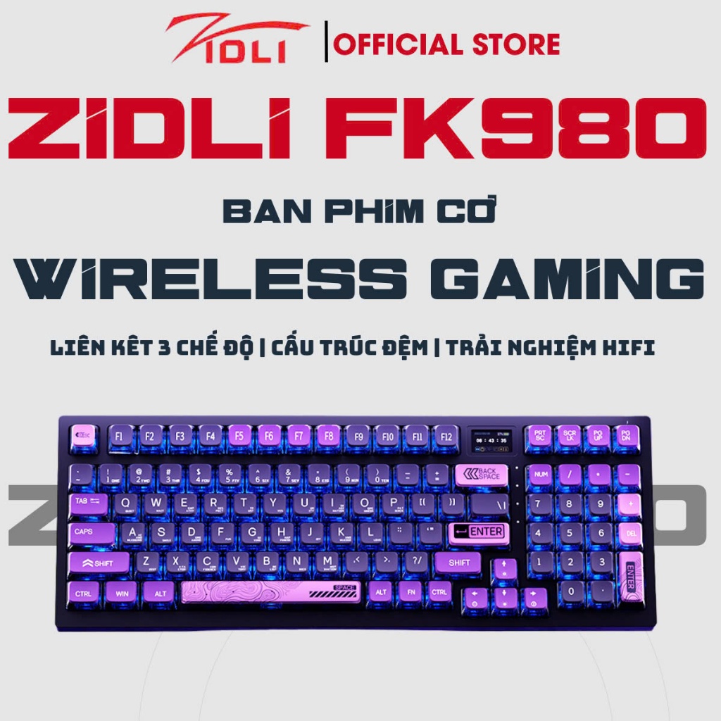 Bàn phím cơ không dây Wireless Gaming Zidli FK980 - Hàng chính hãng | Shopee Việt Nam
