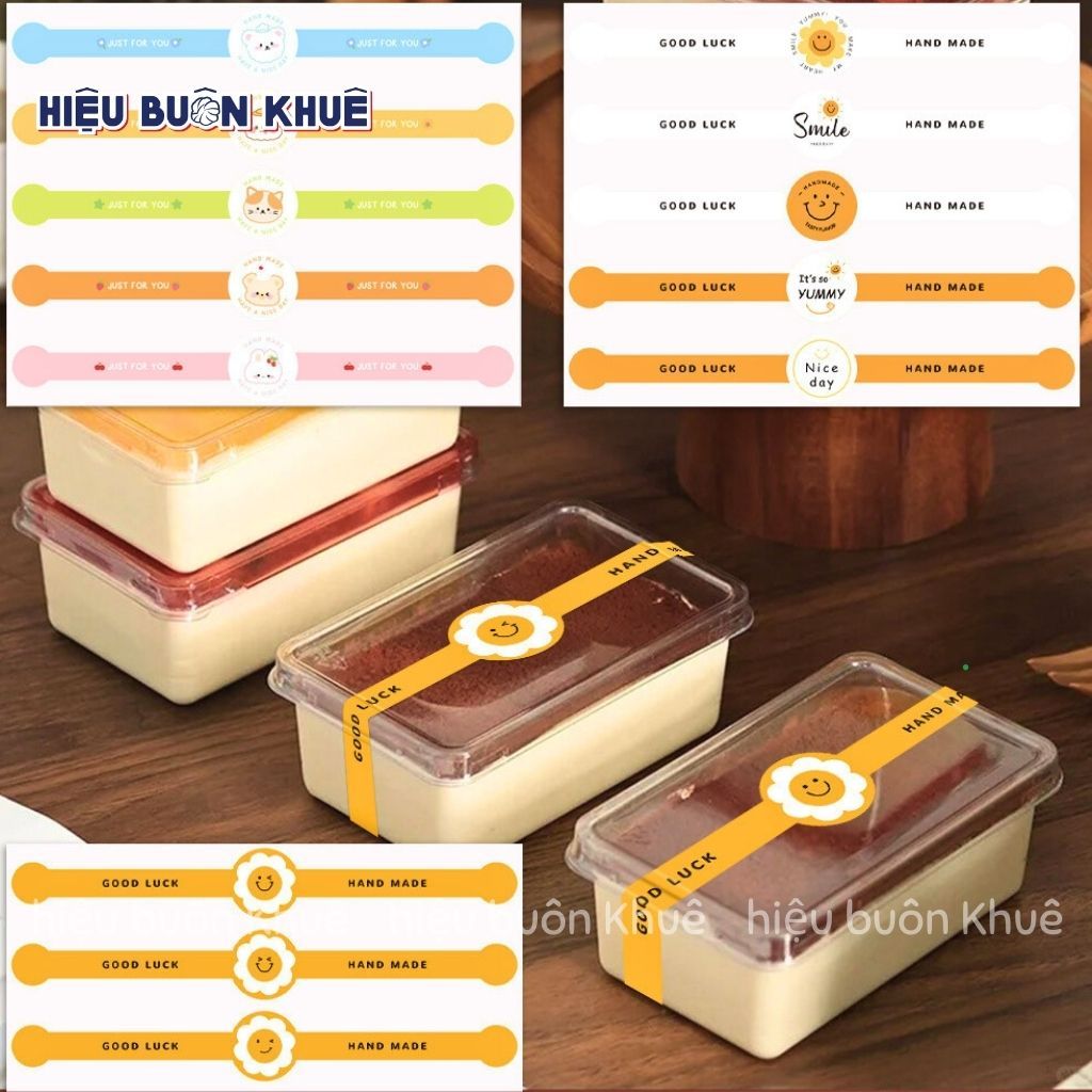 50 Tem Niêm Phong Hộp Bánh, Tem Dán Ly Bánh Lạnh, Hộp Nhựa, Túi Giấy ...