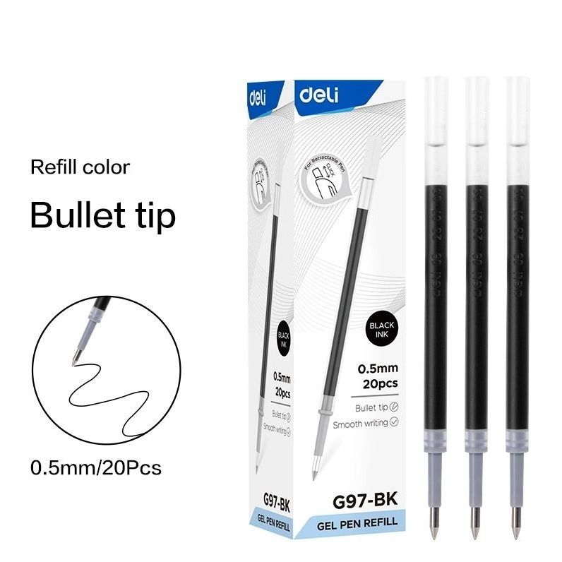 Hộp 20 ruột bút bi nước béo Deli G97-BL 0.5mm | Shopee Việt Nam