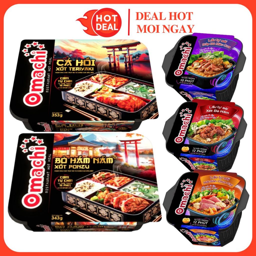 Cơm Tự Chín/Lẩu Tự Sôi OMACHI Cá Hồi Xốt Teriyaki/Bò Hầm Nấm Xốt Ponzu ...