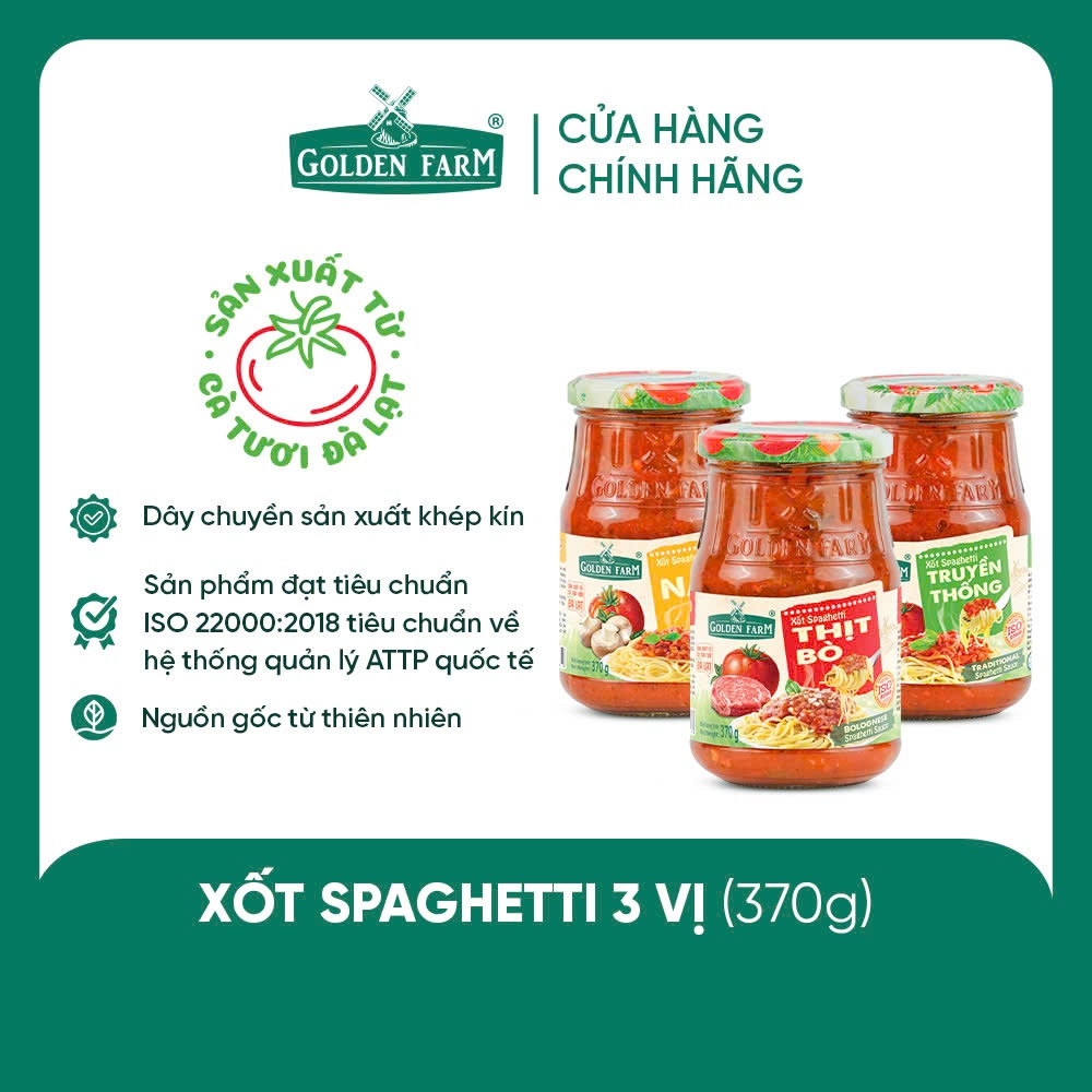 Xốt Mì Ý, Xốt Spaghetti Golden Farm 370g | 3 vị (Truyền Thống, Thịt Bò ...