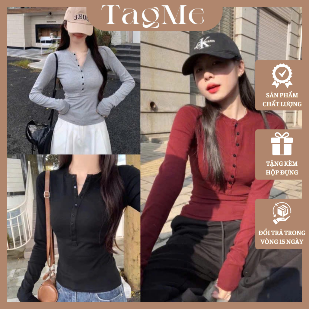 Áo Thun Nữ Dài Tay Form Ôm Phong Cách Đơn Giản TM16 | TagMe's | Shopee ...