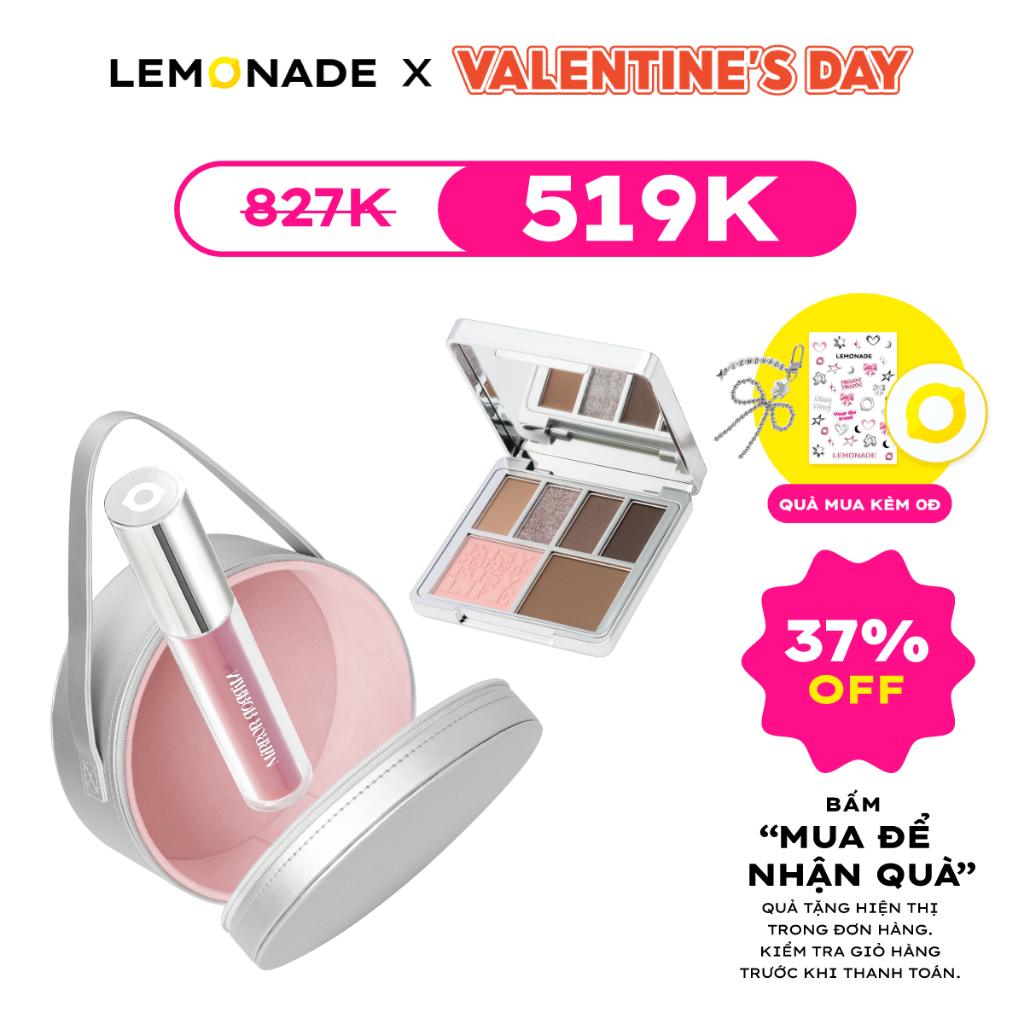 [DATING VALENTINE] Set quà Valentine Lemonade bao gồm Bảng mắt Multi-task, Son tint bóng Mirror ...
