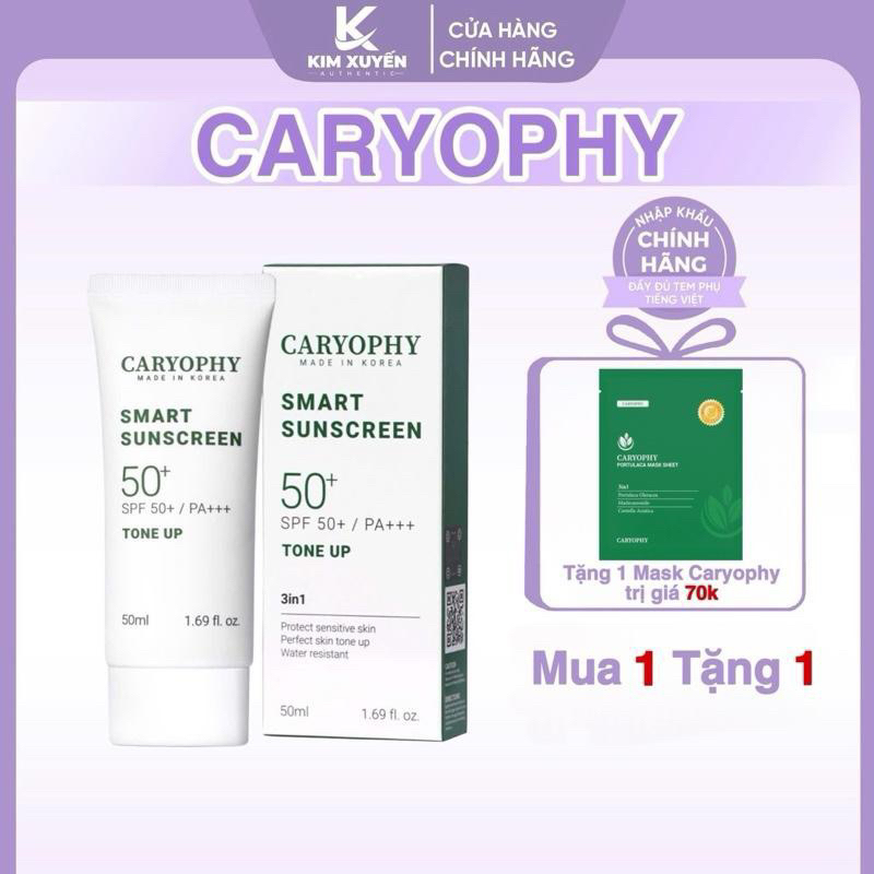 (Tặng 1 Mask Caryophy) Kem chống nắng Caryophy Tone Up Smart Sunscreen ...
