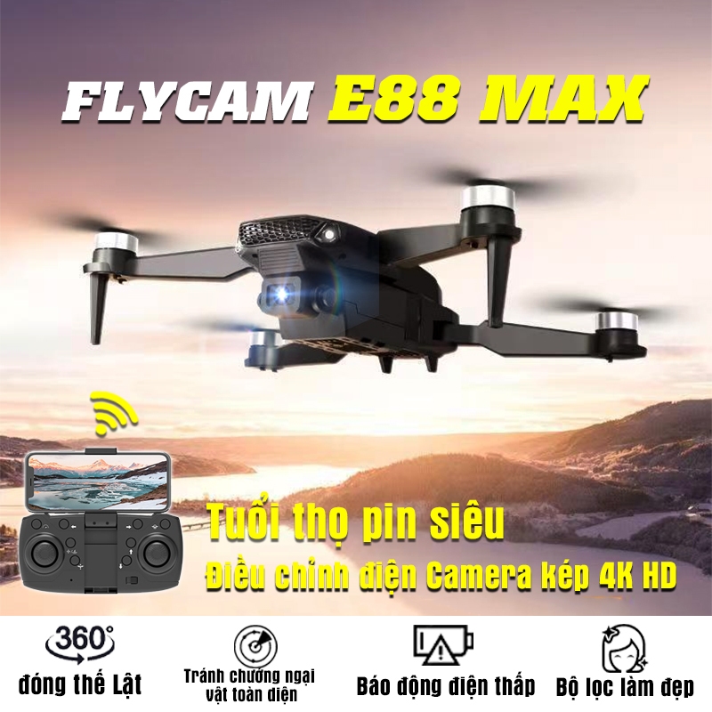 Flycam E88 Max ,4k Drone camera mini Máy Bay Flycam trang bị camera kép ...