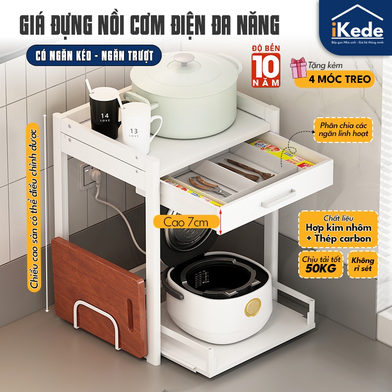 [iKEDE] Kệ bếp đa năng có ngăn kéo, kệ lò vi sóng, lò nướng chiều cao ...