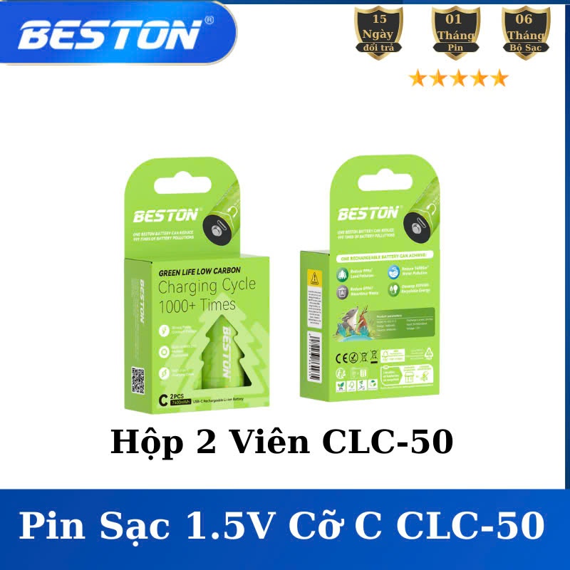Bộ 2 Viên Pin Sạc Beston 1.5V CLC 50 , DLC 50, Pin Cỡ C, Pin Cỡ D cho ...