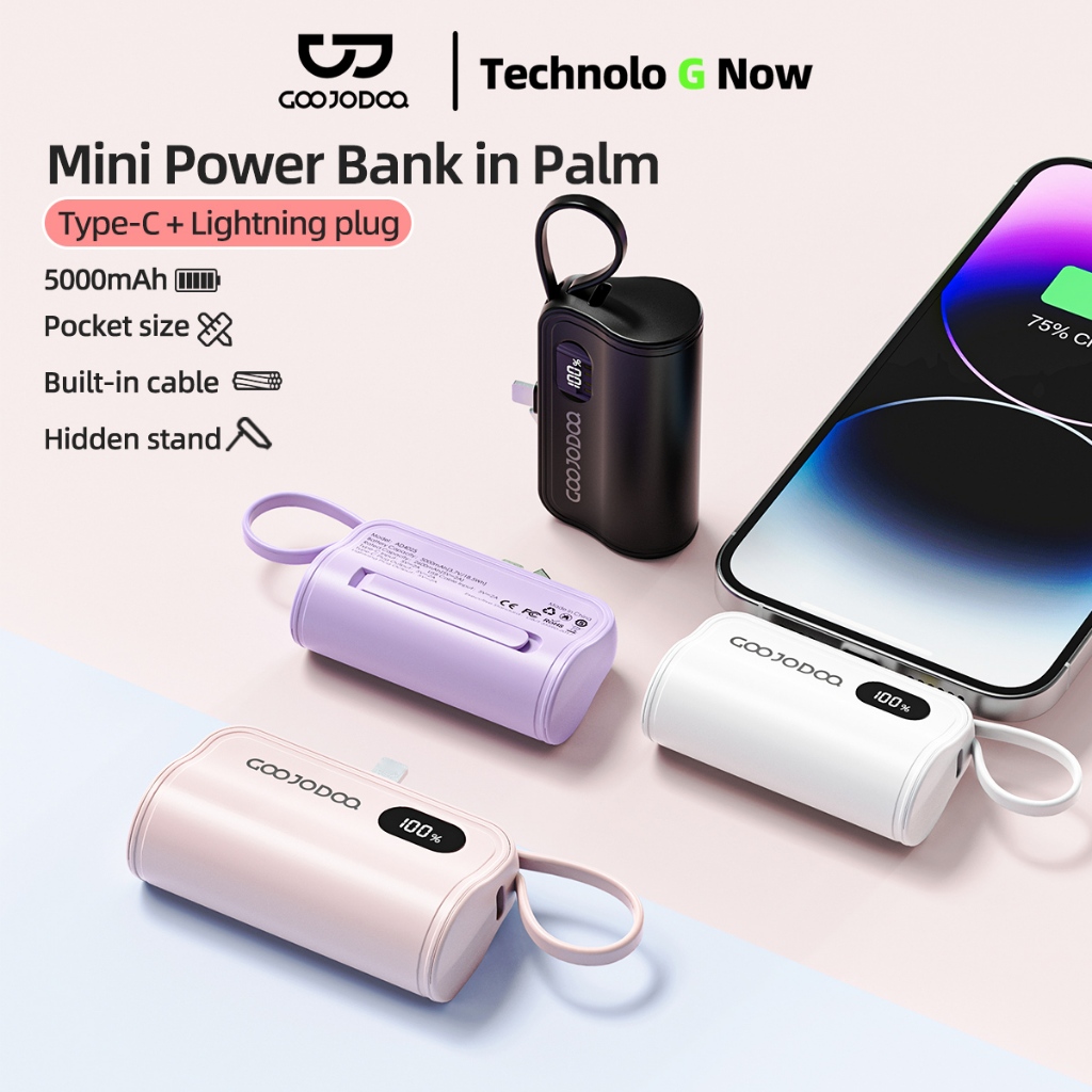 Sạc dự phòng mini GOOJODOQ 2024 cho Giáng sinh với phích cắm Type-C và Light-ning phích cắm đôi ...