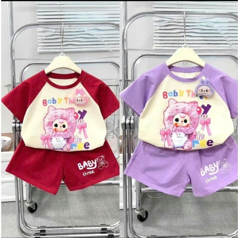 Bộ BaBy Three cộc tay 3 màu cho bé gái Bonbi từ 9-35KG, chất liệu cotton tici 1 | Shopee Việt Nam