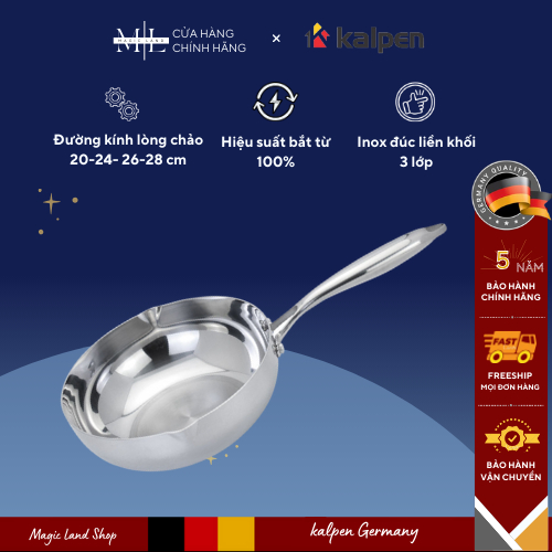Chảo inox 316 đáy liền, Miệng rót Kalpen Zenger KP20/24/26/28/30- Size 20/24/26/28/30cm | Shopee ...