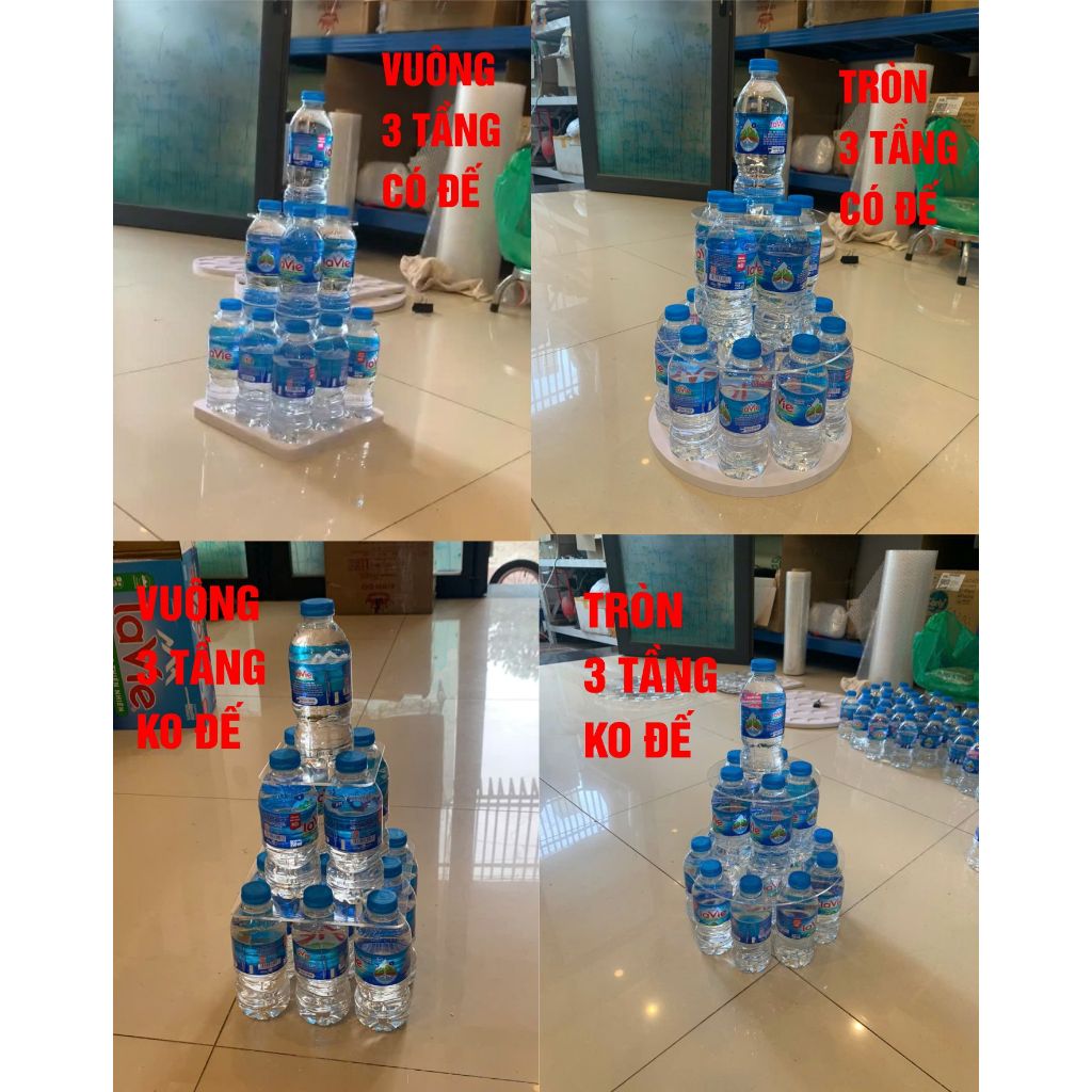 [FREE SHIP] Tháp nước mica trong suốt 2 và 3 tầng, tháp bày chai nước ...