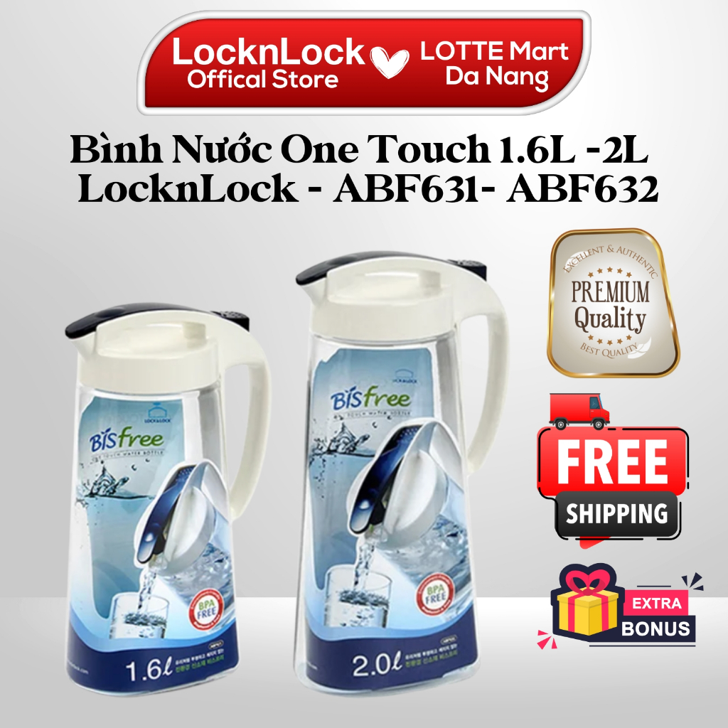Bình Nước LocknLock One Touch 1.6L- 2L - ABF631 ABF632 Lock&Lock Lotte ...