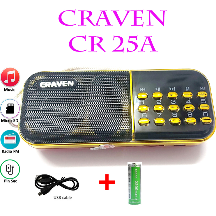 Loa Craven Cr-25A 1 Pin Nghe Thẻ Nhớ, USB 2.0, FM Radio | Shopee Việt Nam