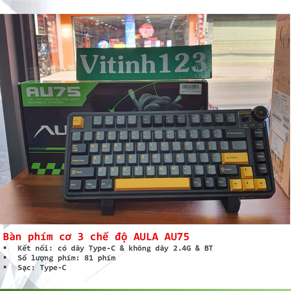 Bàn phím cơ AULA-AU75 (Có dây-Không dây-Bluetooth) | Shopee Việt Nam