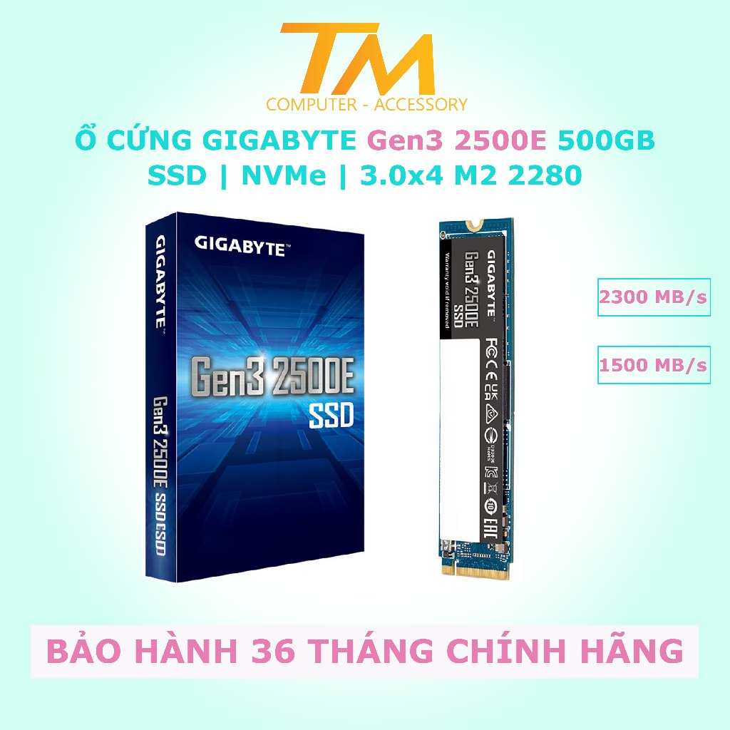 Ổ cứng SSD M2 NVMe | Gigabyte Gen3 2500E | 500GB PCIe Gen 3.0x4 (Đọc ...