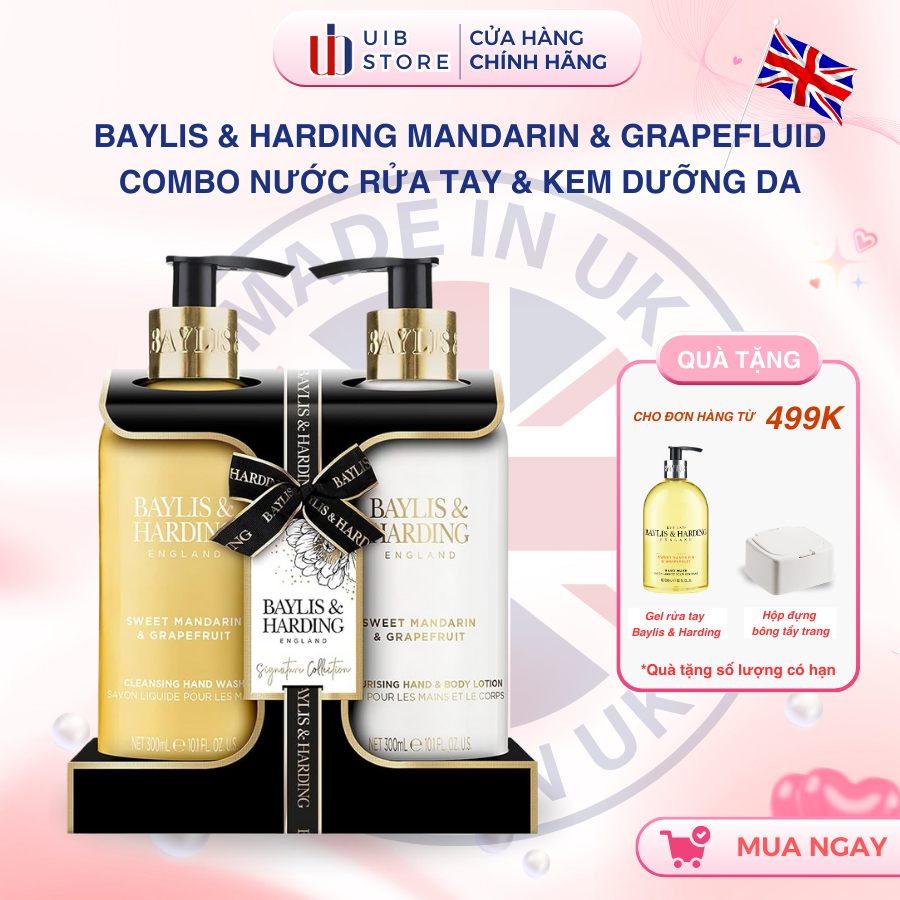 Bộ đôi quà tặng nước rửa tay và kem dưỡng da Baylis & Harding Mandarin ...