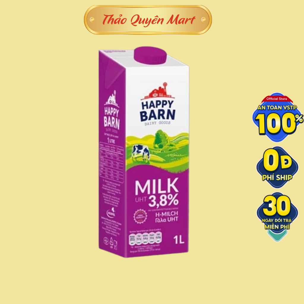 [HÀNG DATE MỚI] Sữa Tươi Nguyên Kem Không Đường HAPPY BARN 3,8% FAT hộp ...