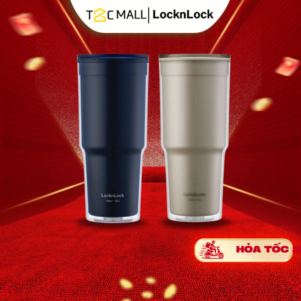 Ly Nhựa 2 Lớp LocknLock 900ML To, Cốc Nhựa Có Nắp Double Wall Cold Cup Chính Hãng HAP502 T2C ...