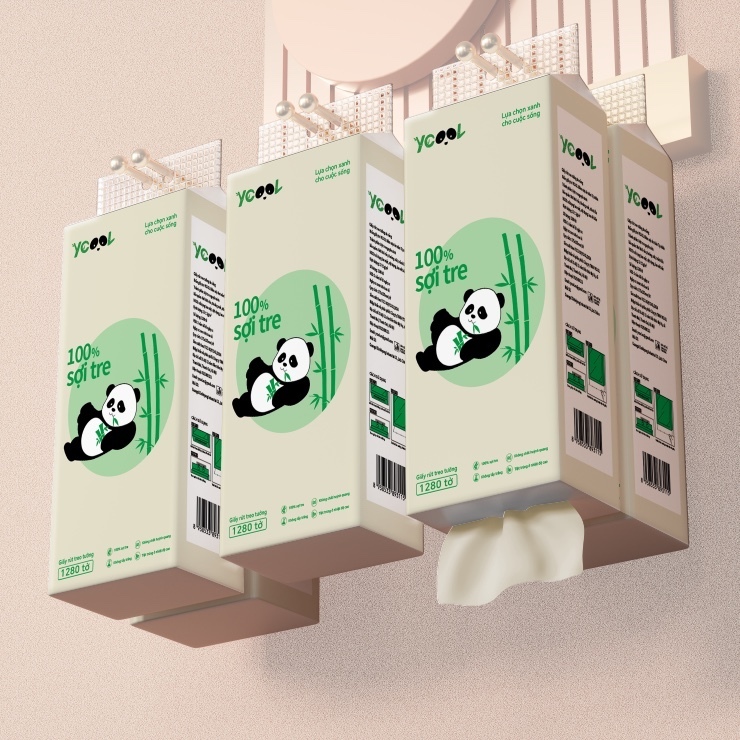 Thùng 6 bịch Giấy rút đa năng treo tường YCOOL 1280 tờ bột tre nguyên ...