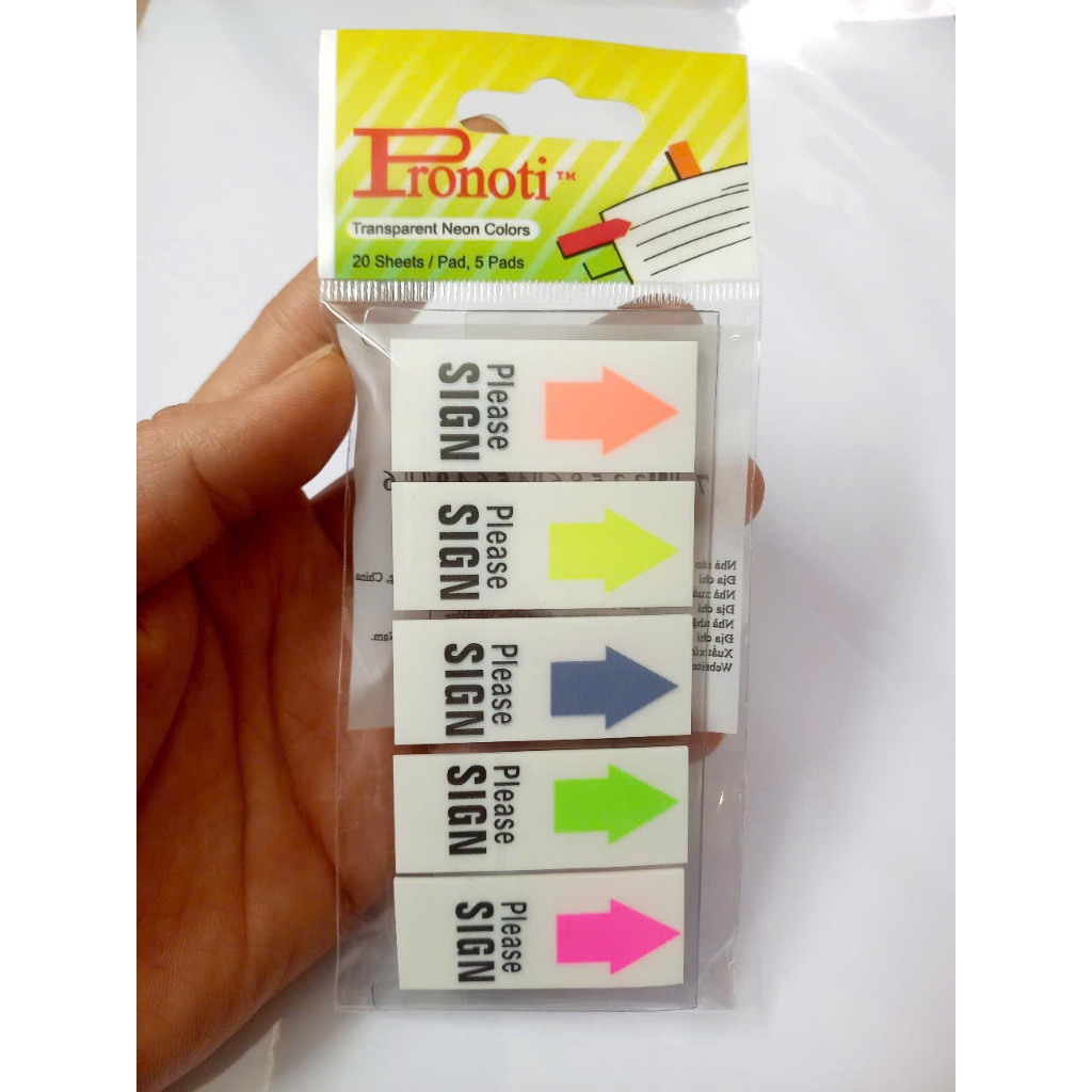 (SALE) 100 tờ Giấy note trình ký 5 mũi tên Please sign Pronoti 45649 ...