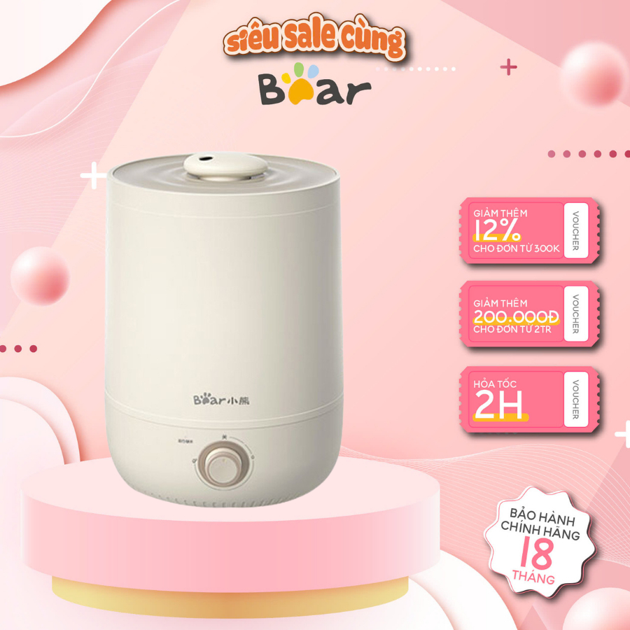 Máy phun sương,xông tinh dầu 4.5L Bear JSQ-C45U1,30W, Bộ Lọc Ion Bạc,Tạo độ ẩm không khí,BH 18 ...