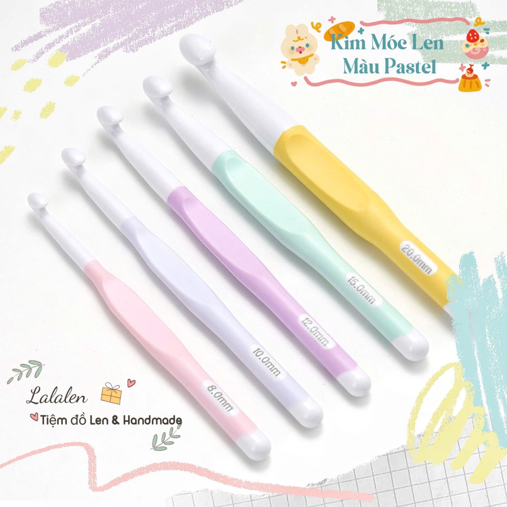 Kim Móc Len Cán Nhựa Tone Pastel (Size 8.0-20.0mm) | Shopee Việt Nam