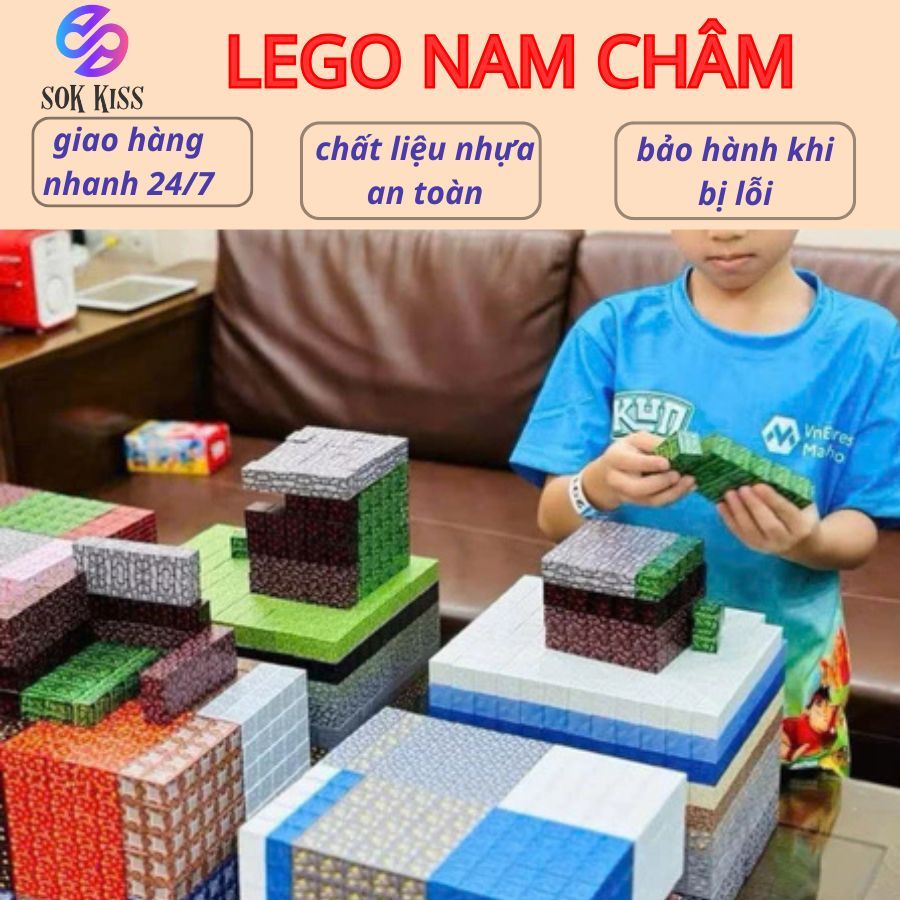 Đồ chơi nam châm Minecraft khối mô hình lắp ráp, trò chơi xếp gạch xây ...
