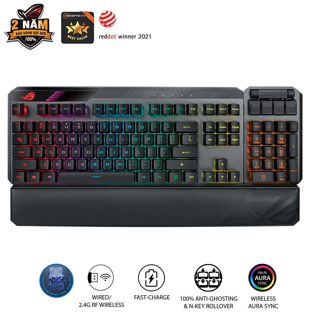 Bàn phím cơ Gaming ASUS ROG Claymore II với keycaps PBT - Hàng Chính ...