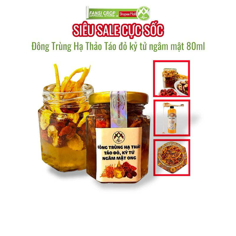 Đông Trùng Hạ Thảo, Táo đỏ, Kỷ tử ngâm mật ong Fansi, 80ML | Shopee ...