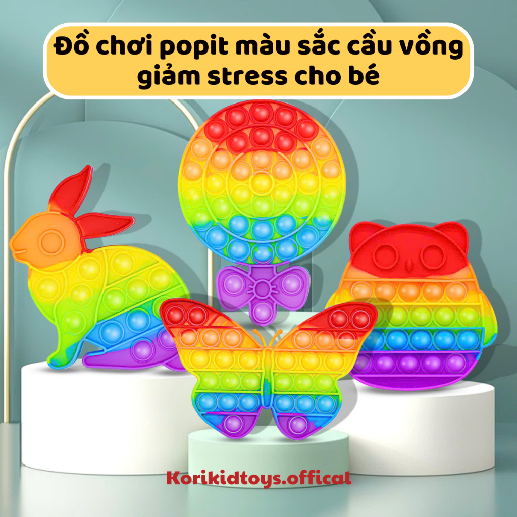 Đồ chơi popit hình động vật, màu sắc cầu vồng giảm stress cho bé ...