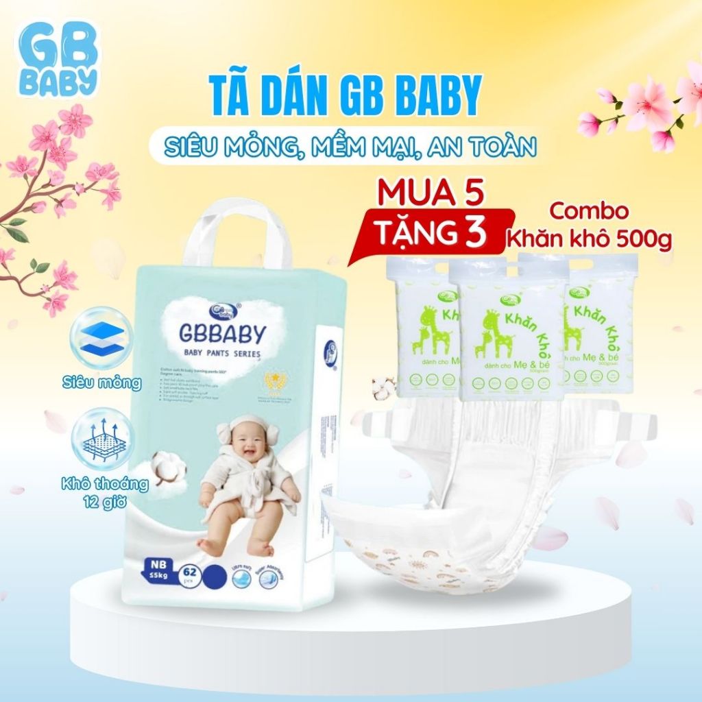 [Gb-Baby Chính Hãng] Tã/bỉm dán GB baby siêu mỏng, mềm mại, an toàn ...