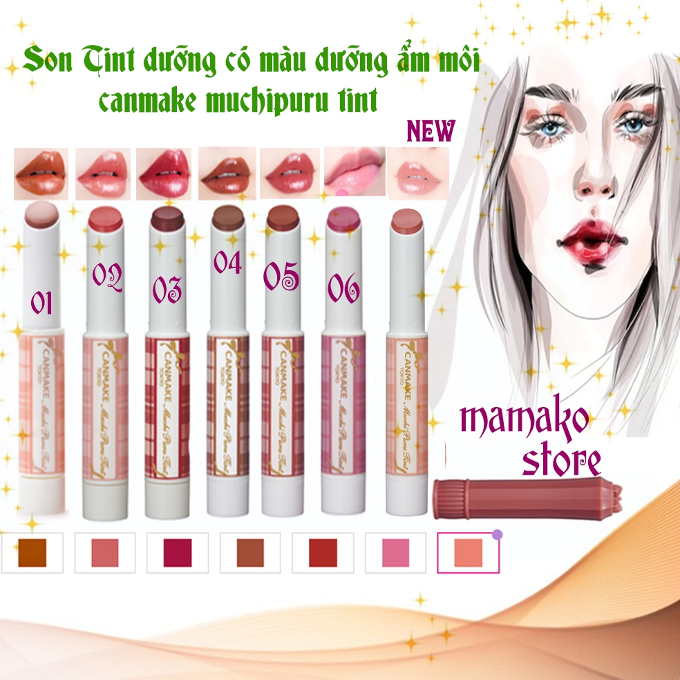 ( Đủ màu) Son Tint dưỡng có màu dưỡng ẩm môi canmake muchipuru tint | Shopee Việt Nam