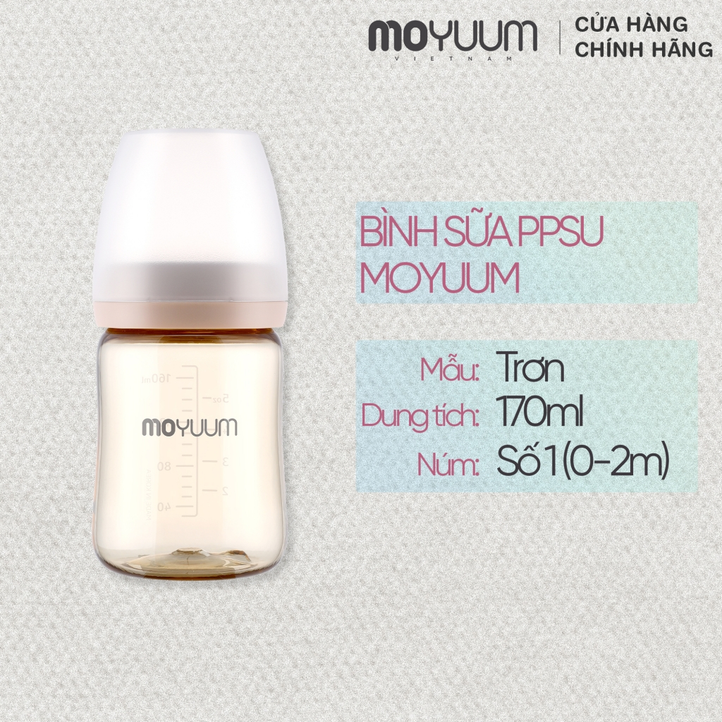 Bình sữa PPSU Moyuum - Trơn - 170ml - Kèm núm 1 | Shopee Việt Nam