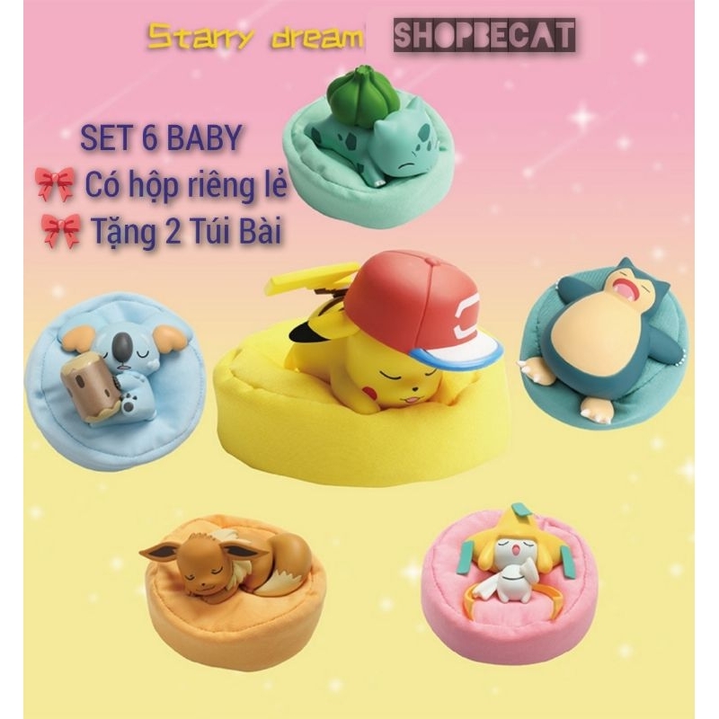 Set 6 Mô Hình Pokemon Sleeping Bag Có Đệm Gối Hạt Xốp Lười No License ...