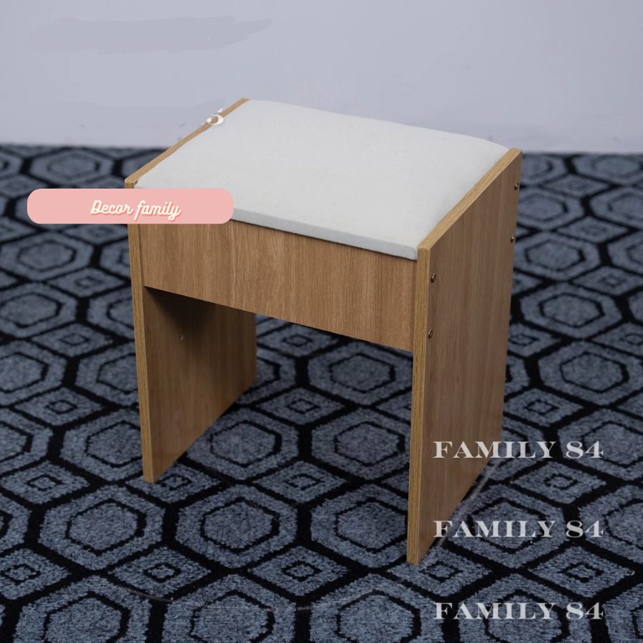 Ghế Bàn Trang Điểm Kích Thước Rộng Vân Gỗ Mặt Đệm, Gỗ MDF Phủ Melamin, Ghế Đôn Gỗ Decor BH 12T ...