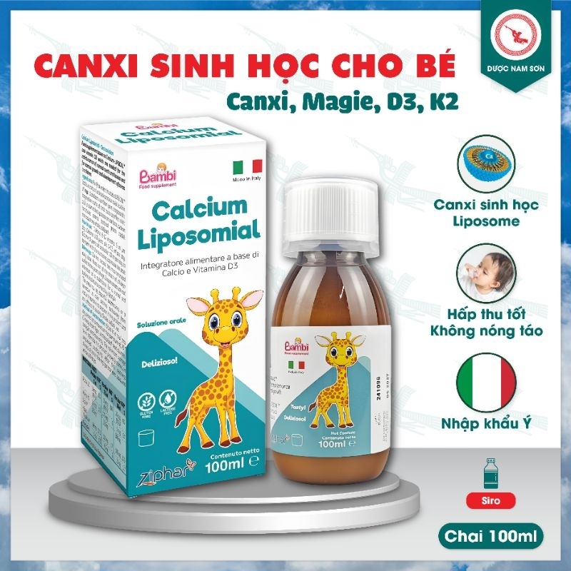 Canxi sinh học cho bé Bambi Calcium Liposomial Bổ sung Canxi Phát triển chiều cao, Xương, răng ...