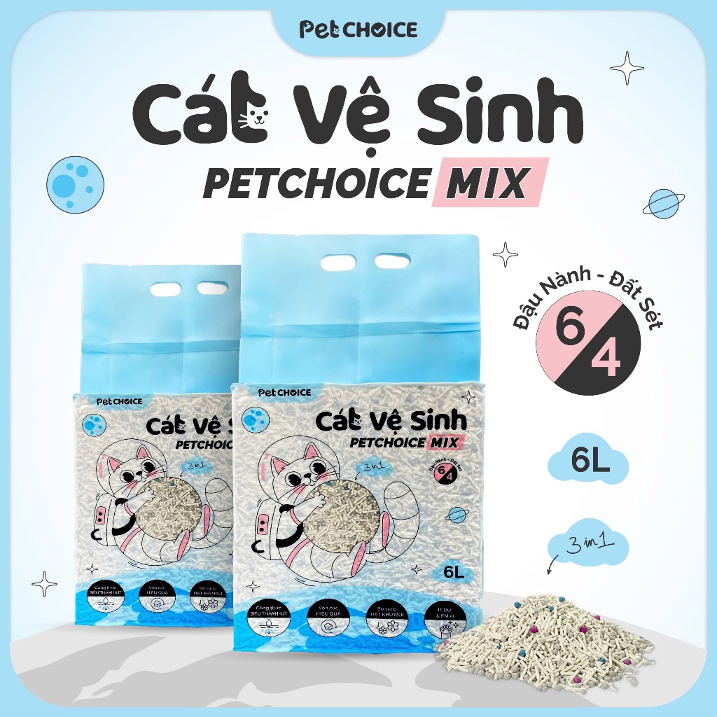 Cát Mèo Đậu Nành Mix Đất Sét PetChoice 6L/2KG, Cát Vệ Sinh Cho Mèo (PET 0247) | Shopee Việt Nam