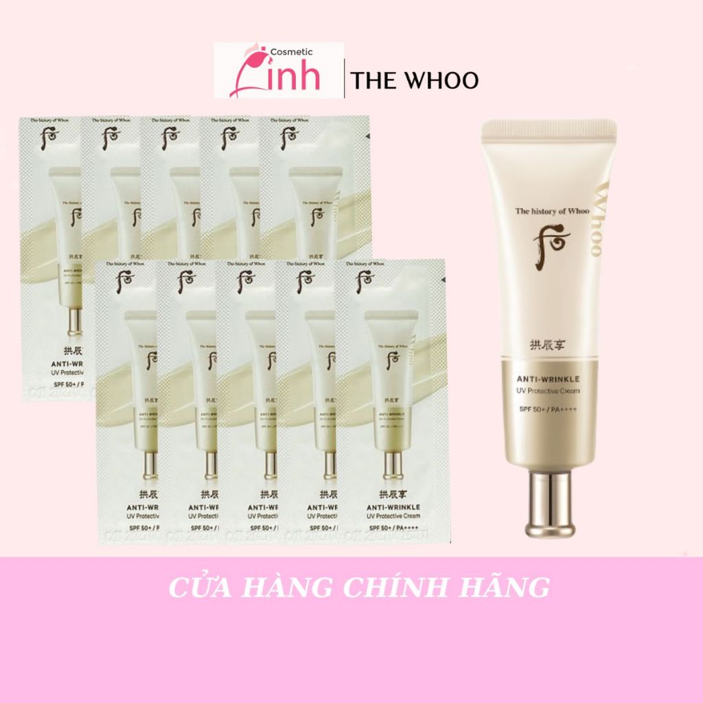 Combo 10 Gói Kem Chống Nắng Chống Nhăn Whoo Wrinkle Sun Cream SPF 50/PA ...