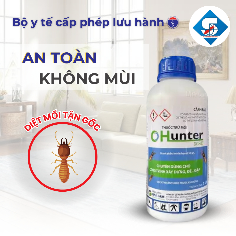 Chế phẩm diệt mối Hunter 50SC 1000ml chuyên dùng cho nhà cửa, đê đập ...
