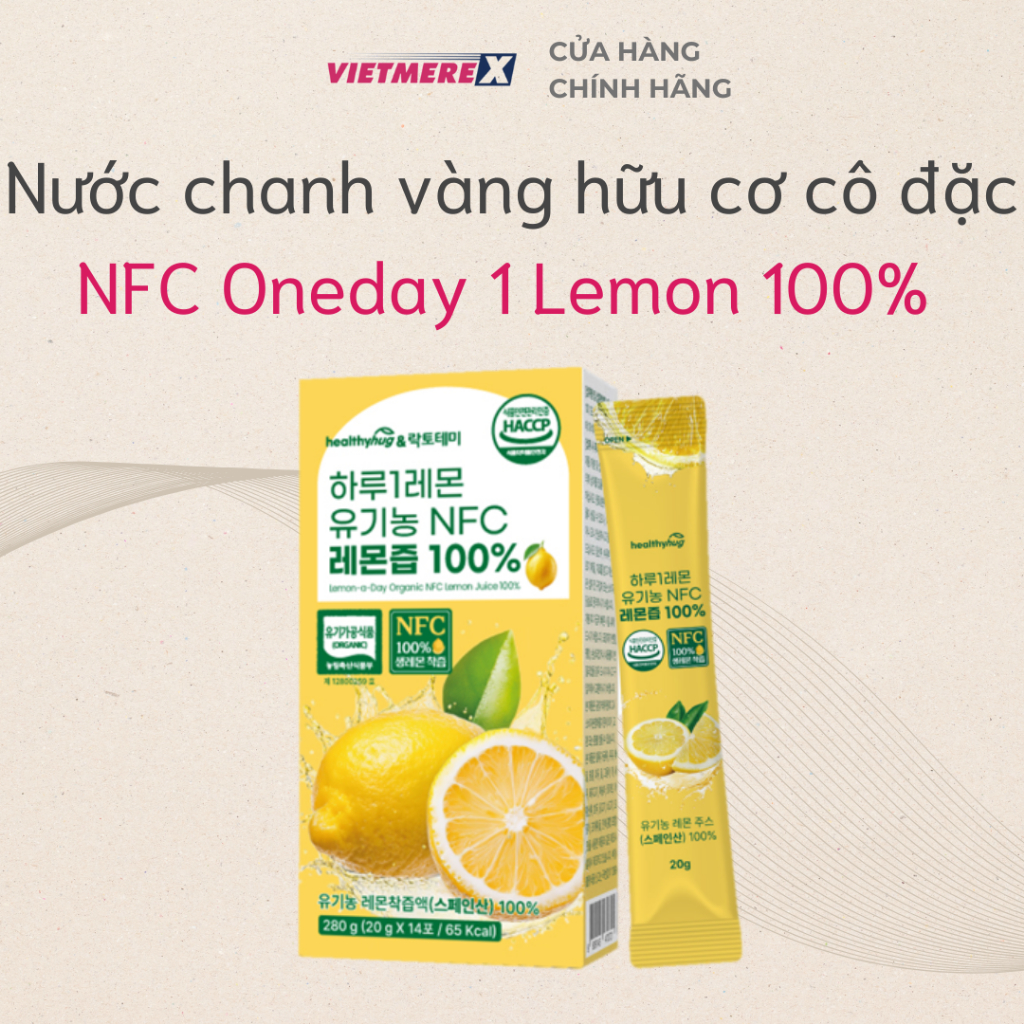 Nước chanh vàng cô đặc hữu cơ NFC Oneday 1 Lemon 100% Hộp 20g x 14 gói ...