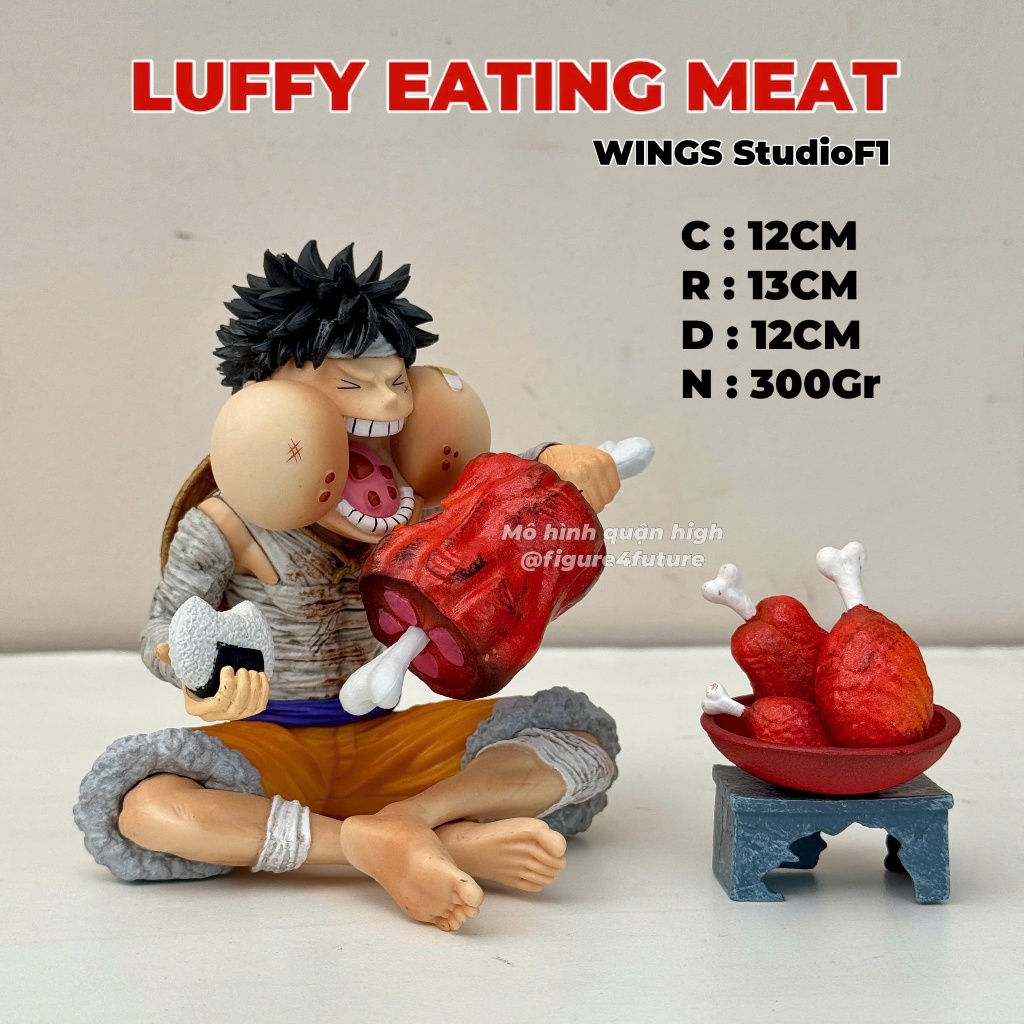 12CM mô hình Monkey D. Luffy ngồi ăn thịt - Wings StudioF1 Luffy eating ...
