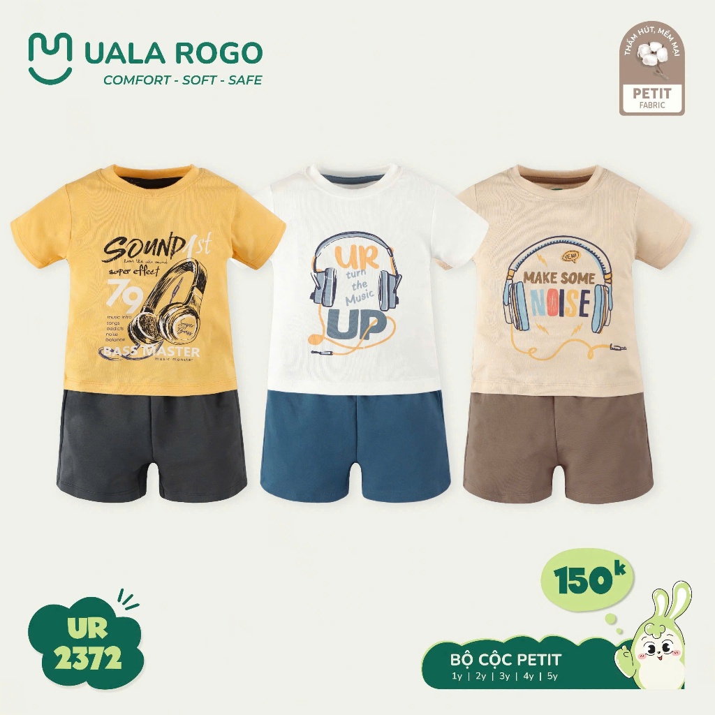 Bộ cộc tay cổ tròn UALA ROGO cho bé 1 tuổi đến dưới 5 tuổi | Shopee ...