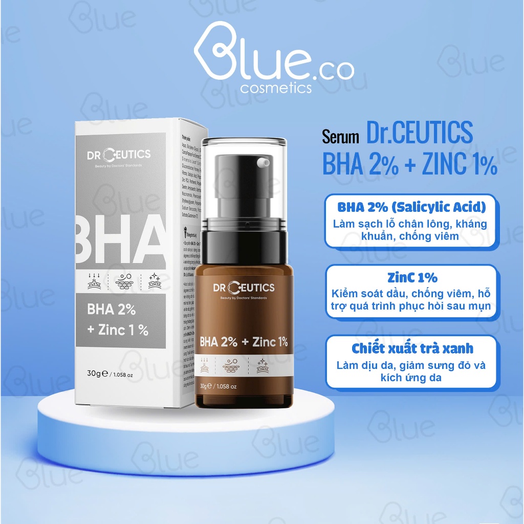 Serum DrCeutics BHA 2% + Zinc PCA 1% DrCeutics giảm mụn và giảm tiết dầu 30g | Shopee Việt Nam