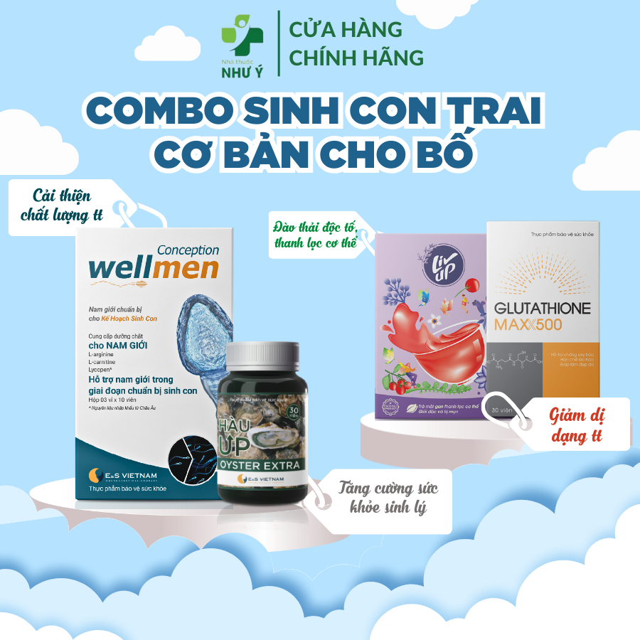 Combo Sinh Con Trai Cơ Bản Cho Nam - Hỗ Trợ Tinh Trùng Khoẻ, Bảo Vệ Tế Bào Tránh Dị Dạng ...